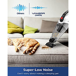 VAKERR Handheld Vacuum Cordless Cleaner, 15KPA Strong Suction Car Vacuum with LED, 2H Fast Charge with 45 Mins Runtime, 2 Modes Rechargeable Detachable Battery, 1L Dust Cup for Home Pet &Car Cleaning