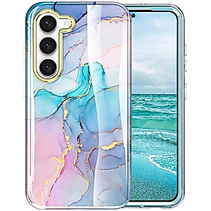 Turquiase for Samsung Galaxy S23 Plus Case with 2pcs Tempered Screen Protector&1pcs Len Camera Protector, Lightweight and Stylish Full Body Shockproof Protective Rugged TPU Case for Galaxt S23 Plus