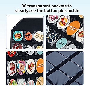 PACMAXI Wall Hanging Pin Organizer Display Storage Stand, Enamel Pin Display Holder,hold Up To 36 Pins (Black)