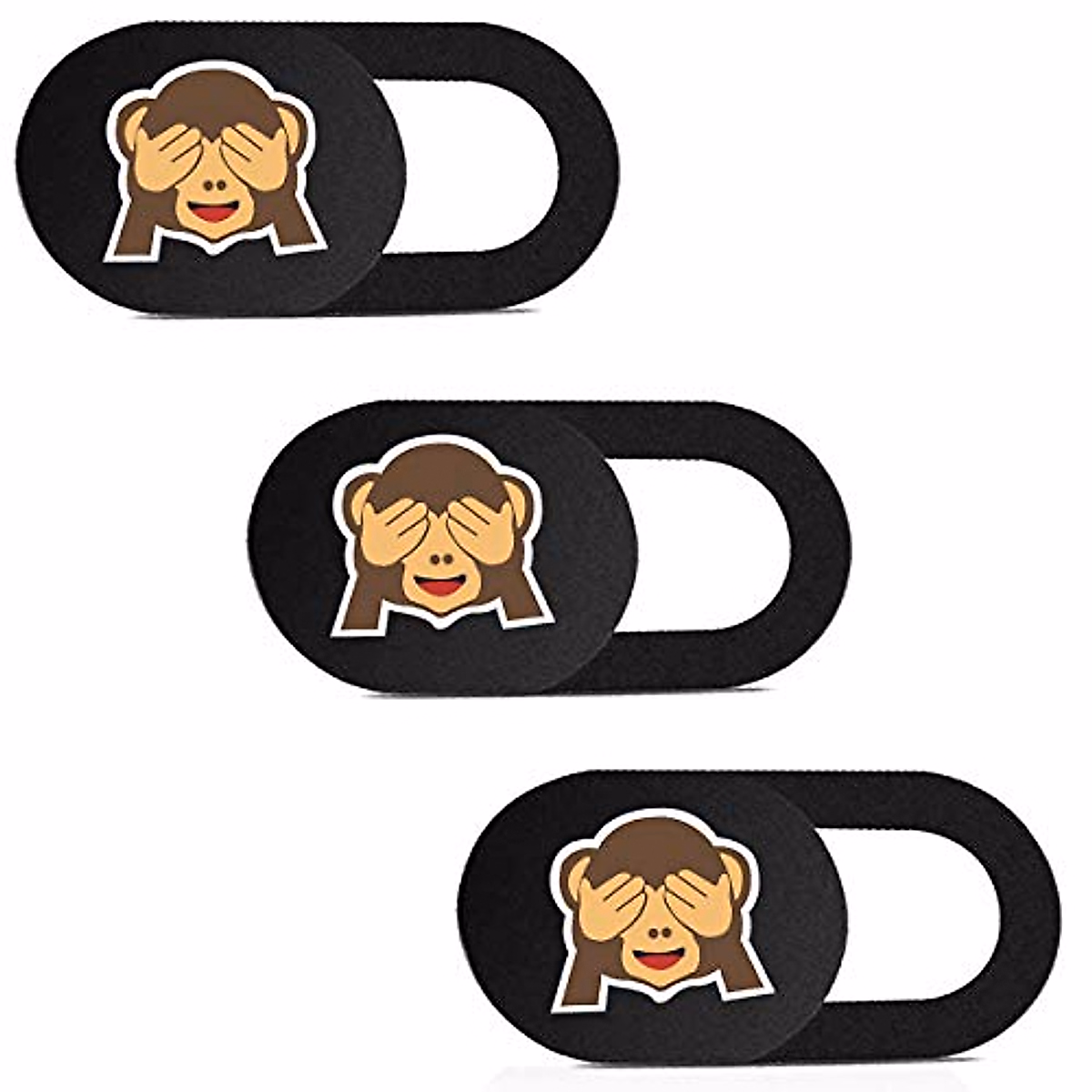 SIREG Webcam Cover Ultra Thin - Web Camera Cover fits Laptop,Tablet,Computer, Smartphone, Protect Your Privacy and Security,Strong Adhesive (Monkey-Black & 3 Pack)