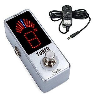 Rowin High Precision Guitar Chromatic Tuner Pedal with 9V DC 1A Pedal Power Supply
