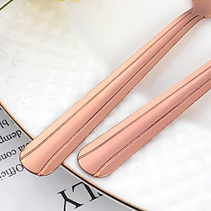 TUPMFG Salad Forks Set of 12, 6.2 Inch Stainless Steel Dessert Forks, Silverware Flatware Forks, Appetizer Forks with Clean Lines Handle for Tastings Cake Fruit, Dishwasher Safe- Rose Gold