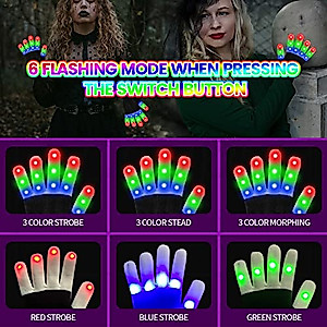 LED Light Up Gloves, 3 Colors 6 Modes Flashing LED Warm Gloves Colorful Glow Flashing Novelty Cool Fan Toys (Small)