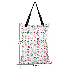 ALVABABY 2 Pack Large Wet Dry Bag Waterproof Hanging Cloth Diaper with Double Zippered Pockets 25x18 inches (Colorful world)