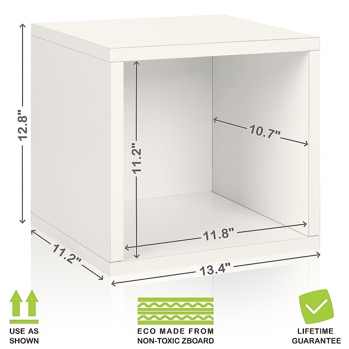 Way Basics Eco Stackable Storage Cube, Cubby Organizer (Tool-Free Assembly and Uniquely Crafted from Sustainable Non Toxic zBoard paperboard), White