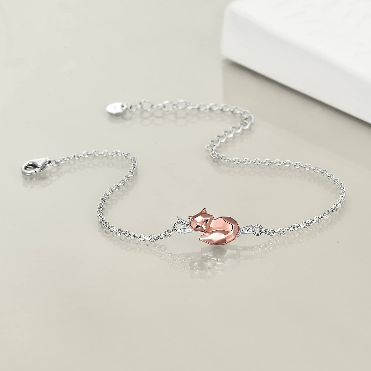 ONEFINITY Fox Bracelet 925 Sterling Silver Tree Branch Origami Fox Bracelet Jewelry for Women