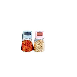 Salt and Pepper Shakers Precise Quantitative Push Type, Quantitative Seasoning Bottle, Salt and Pepper Shaker Set, Glass Salt Dispenser, 0.02 Ounce Metering Salt Shaker (B 2PCS)