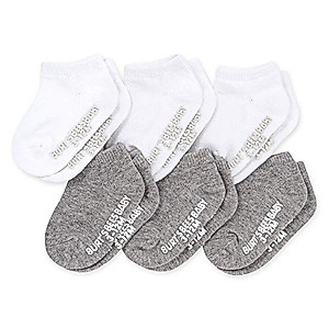 Burt's Bees Baby, Unisex Baby, 6-pack Ankle With Non-slip Grips, Made With Organic Cotton Casual Sock, Heather Grey/White, 3-12 Months US