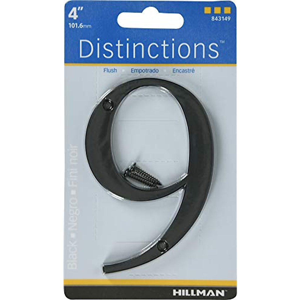 Distinctions 843149 Black Flush-Mount 4-Inch House Number 9