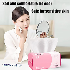 Disposable Face Towel 100 Count for Washing Soft Cotton Dry Wipes Facial Cloths Towelettes for Washing and Drying, Facial Tissue for Cleansing, Skincare and Makeup Remover