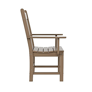 WestinTrends Malibu Classic Outdoor Dining Chairs with Arms, All Weather Poly Lumber Adirondack Patio Chairs Restaurant Bistro Chairs Support 350 LBS, Arched Backrest and Curved Seat, Weathered Wood