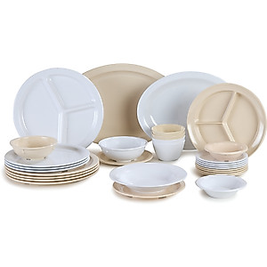 Carlisle FoodService Products Kingline Reusable Plastic Bowl Soup Cup for Home and Restaurant, Melamine, 8 Ounces, Tan, (Pack of 48)