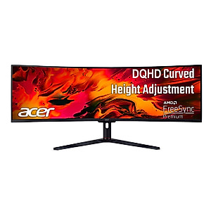 Acer EI491CUR Sbmiipphx 49" 1800R 32:9 Curved DQHD (5120 x 1440) Zero-Frame Gaming Monitor | AMD FreeSync Premium | Up to 120Hz | 4ms | 94% DCI-P3 | 2 x Display Port v1.4, 2 x HDMI 2.0 & 1 x Audio Out