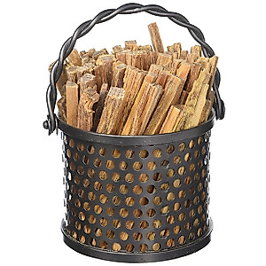 Minuteman International Twisted Ropr fatwood Holder Basket Caddy, Graphite, 6.75 x 5.5 x 5.5