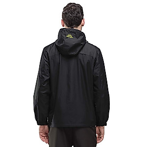 JOGERBRO Mens Waterproof Rain Jacket with Hood Hiking Fishing Windproof Raincoat