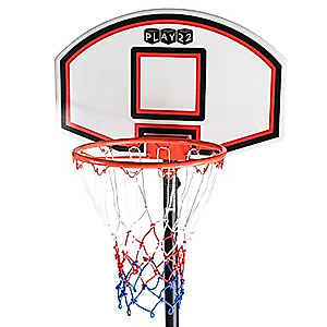 Play22 Kids Adjustable Basketball Hoop Height 5-7 FT - Portable Basketball Hoop for Kids Teenagers Youth and Adults with Stand & Backboard Wheels Fillable Base - Basketball Goals Indoor Outdoor Play