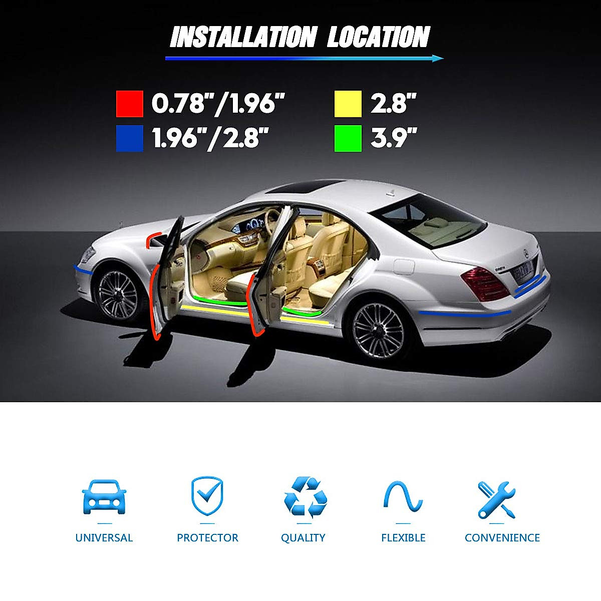 Universal Car Door’s Collision-Proof Strips Car Door Edge Guards Anti-Collision Adhesive Strip Invisible Transparent Bumper, Scratch-Resistant Body, Protect Car Door, Rear Bumper(33Ft x 2.8In)