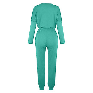 Jogging Suits for Women 2 Piece Set Tie Waist Joggers Pullover and Drawstring Set Casual Fall Outfits for Women Sales Today Clearance