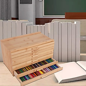 Vencer 9 Drawer Large Capacity Bamboo-Wood Artist Supply Storage Box with Separate Compartments,Pencils,Pen,Brushes and Tools for Designed Storage Art Materials