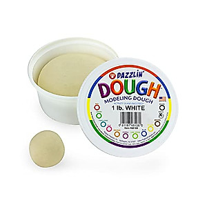 Hygloss Products Play Dough, Safe & Non-Toxic Modelling Dough for Arts & Crafts, Learn & Play, Unscented, 1lb. White