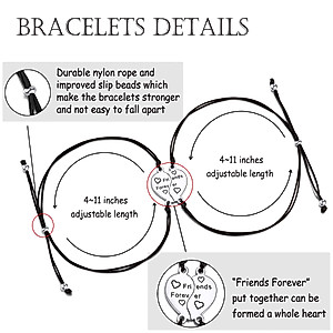 Tarsus Friendship Bracelets Matching Best Friend Bracelet for 2 BFF Jewelry Galentines Day Friendship Birthday Gifts for Women Girls