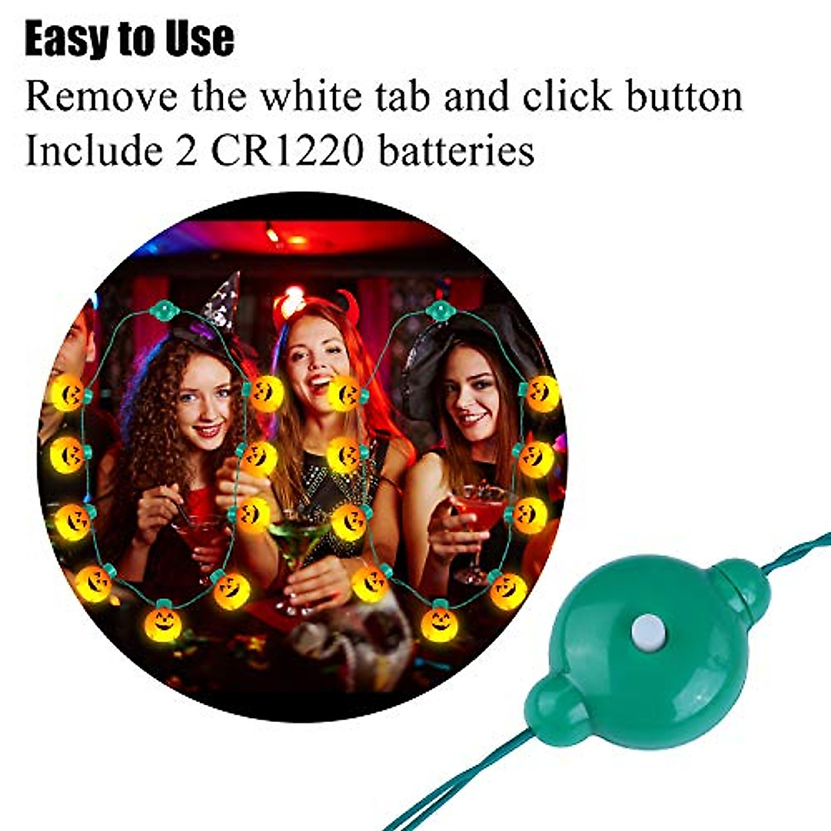 Aodaer 3 Pack LED Light Up Halloween Pumpkin Lantern Necklace for Holiday Halloween Party Favors