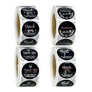 LIANXUE 500pcs Thank You for Supporting My Small Business Stickers Bronzing Seal Label for Wedding Gift Baking Package Envelope Stationery Sticker