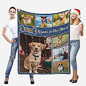 InterestPrint Customized Blankets with Photos Text Personalized Picture Blanket for Dog Gifts for Birthday Family Pet Custom Photo Blanket 7 Collage Throw Blanket for Beding Sofa Travel