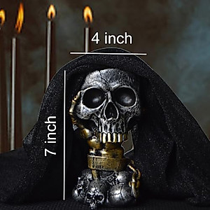 JYTTI Skull Planter, Skull Vase, Gothic Planter, Skull Flower Pot, Goth Plant Pots, Succulent Planters for Home Decor Halloween Decoration (Tall Black Vase)