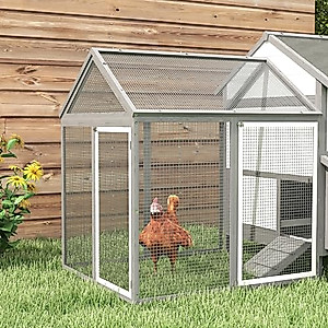 PawHut 100" Chicken Coop Wooden Chicken House Large Rabbit Hutch Poultry Cage Hen Pen Backyard with Double Run, Nesting Box