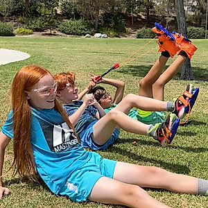 Funwares Sky Flight Launch Rocket for Kids, Giant Slingshot Catapults Whistling Foam Rockets Over 250 Feet, 100% Kid Powered Outdoor Fun