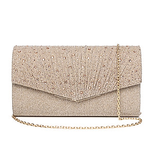 MUDUO Rhinestone Clutch Purses for Women Purses and Handbags Formal Wedding Party Prom Purse Money Bags (Champagne-G)…