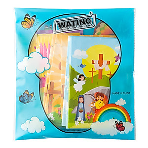 WATINC 24pcs Christian Easter Coloring Books, He is Risen Color Booklet Bulk with Jesus Crosses DIY Art Drawing Book, Painting Craft Party Favors and Goodie Bag Fillers for Home and Classroom
