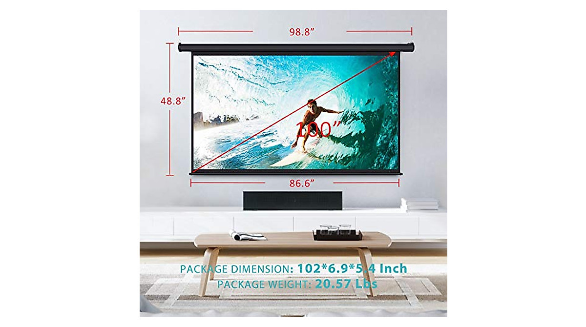 VIVOHOME 100 Inch Electric Motorized Projector Screen | 4K Ultra HD