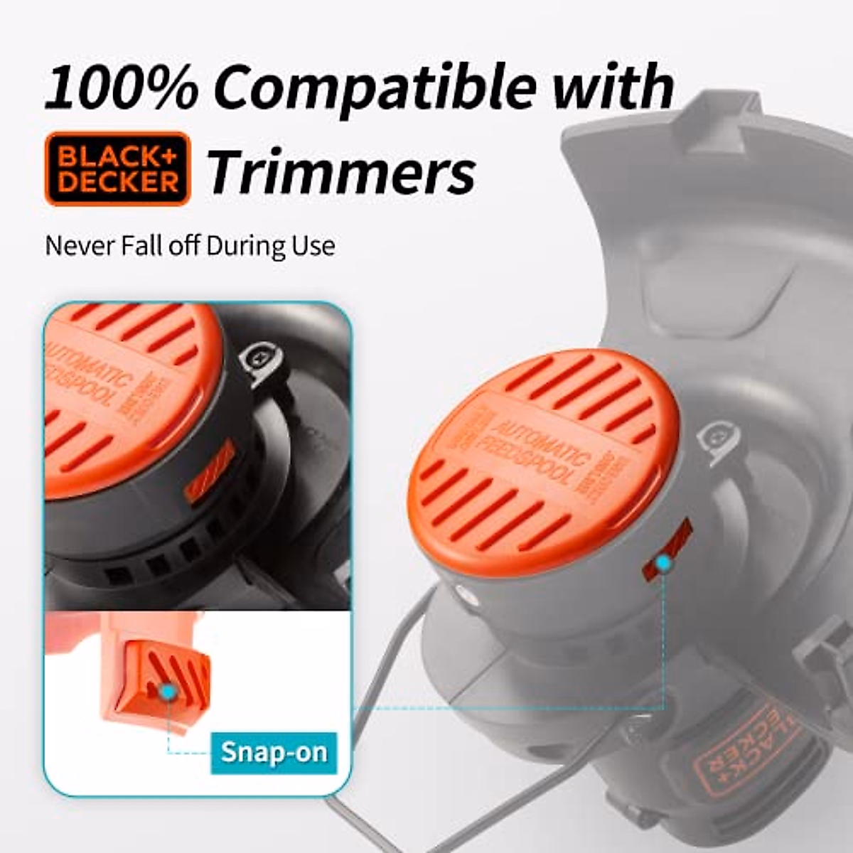 Trimmer Line Cap and Spring for BLACK+DECKER,Trimmer Replacement Spool Cap Covers Compatible for Black+Decker AFS Trimmer (RC100P),Black and Decker Weed Eater Parts,4 Pack ( 4 Spool Cap+4 Spring )