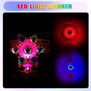 48-Pack LED Light Up Fidget Spinner Bracelets - Glow in The Dark Party Favors for Kids Ages 8-12
