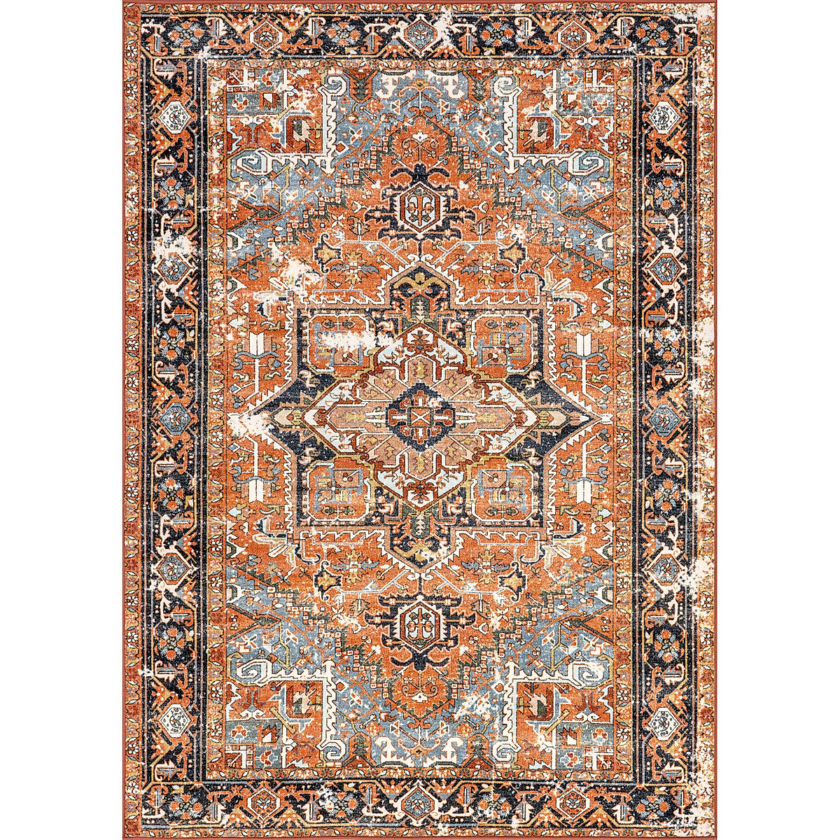 nuLOOM Sherita Distressed Persian Area Rug, 7x8, Rust