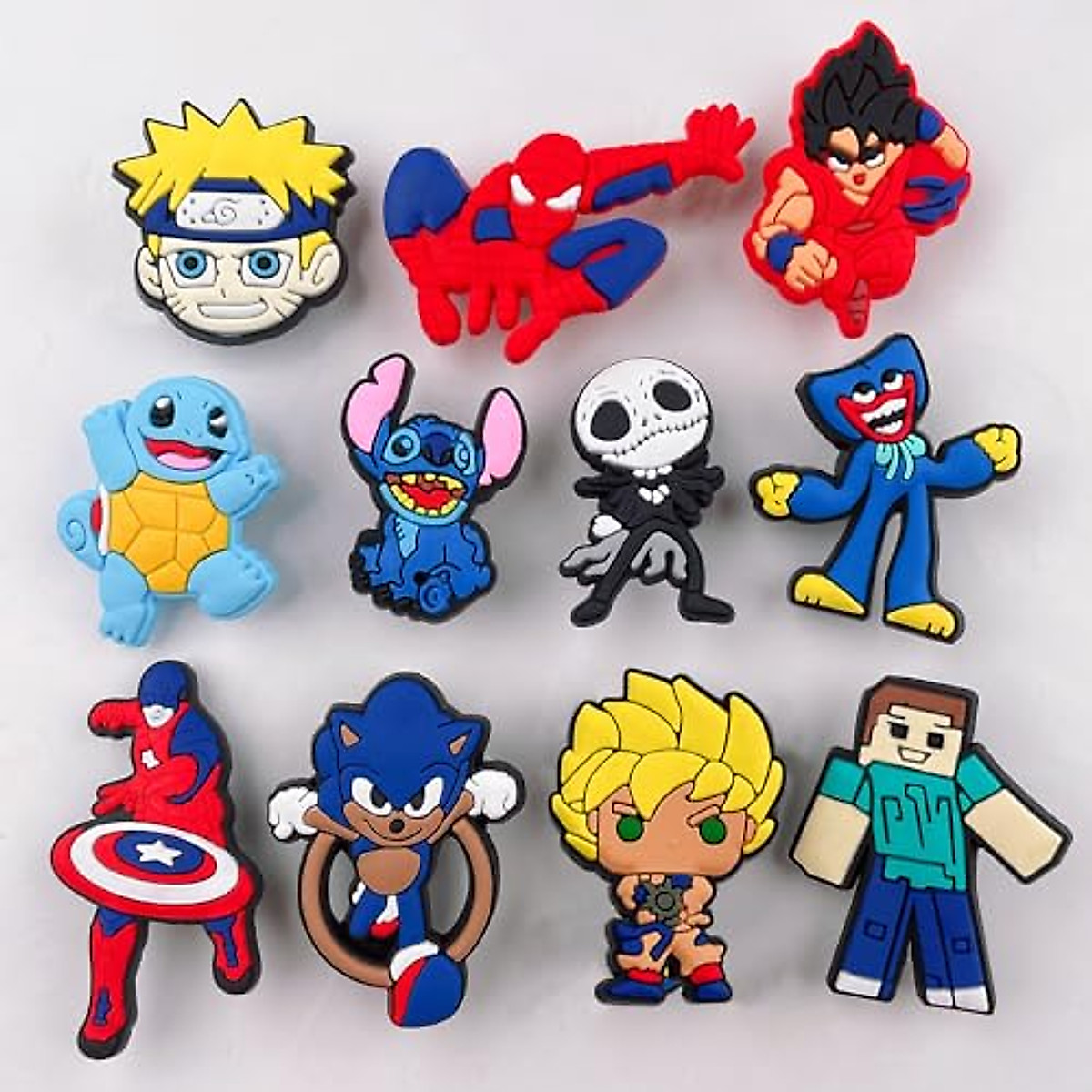 100 Pack Random Cartoon Anime Croc Charms Bulk Pins for Crock Boys Girls, Cute Cartoon Kids Toddler Croc Charms Bracelet Accessories for Wristband Decoration.