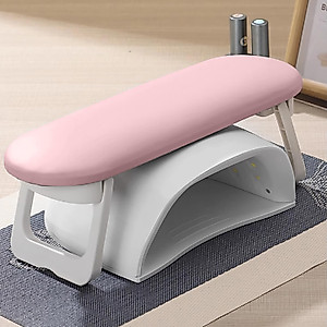 Diesisa Nail Arm Rest, Foldable PU Leather Nail Arm Rest for Nails with Soft Table Mat, Soft Hand Rest for Acrylic Nails/Nail Hand Rest for Manicure Salon Use-Pink