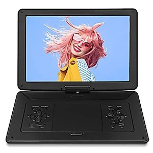 𝒀𝑶𝑶𝑯𝑶𝑶 17.9" Portable DVD Players with Large Screen, 15.6" Swivel Screen, 6 Hrs Battery DVD Player Portable with Car Charger and DC Adapter, Support USB/SD Card/Sync TV, Region Free, Black