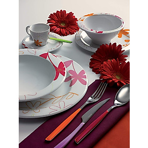 BUGATTI, Glamour, 24-piece Cutlery Set in 18/10 Stainless Steel and GREEN APPLE handle. 6-person Cutlery Set consisting of 6 spoons, 6 forks, 6 knives and 6 coffee spoons