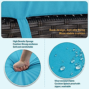 HOMREST Outside Chaise Lounge Chairs Set of 2, Adjustable 6 Position Outdoor PE Rattan Wicker Patio Pool Lounge Chair with Cushion, Arm, Pillow and Wheels for Poolside Backyard Deck Porch Garden