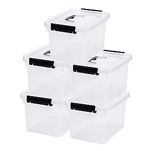 5-Pack Clear Storage Latch Box/Bins with Lid, 8 Litre Stackable Plastic Storage with Handle (8.5 Quart)