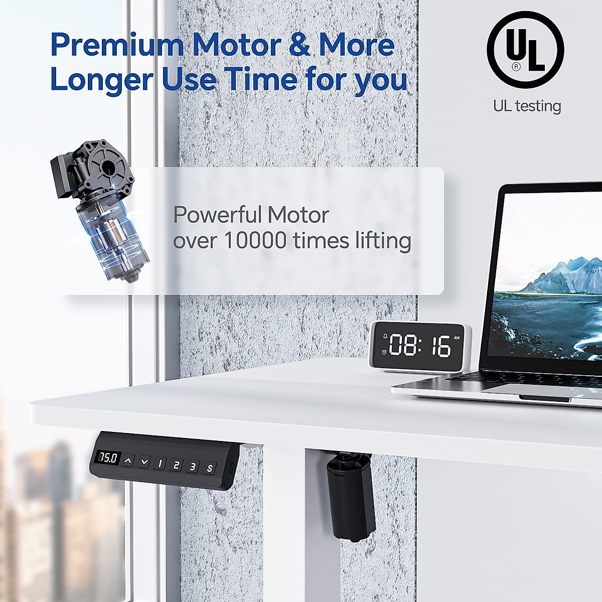 Standing Desk, Height Adjustable Desks with Powerful Motor and Cable Management,electric Sit Stand Desk with Hight Preset Design for Home Office Use 55x24 in White