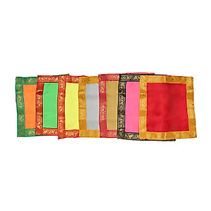 Set of 7 Small Pooja Cloth Mat Aasan Decorative Cloth (Size:-12 Inches X 12 Inches,) for Indian Traditional Multipurpose Pooja Decorations Item & Article Yellow Laxmi