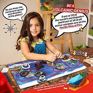 WILD ENVIRONMENTAL SCIENCE Volcanos of The World - Science Kit for Ages 8+ - Create 11 Volcanos, Mineral Pools, Lava Bombs, Tectonic Map and More