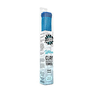 The Rag Company - Ultra Clay Decontamination Towel - Effective Cleaning & Release of Paint Contaminants; Increase Wax and Sealant Bond; Enhance Gloss and Depth of Color; Fine Grade (12in. x 12in.)