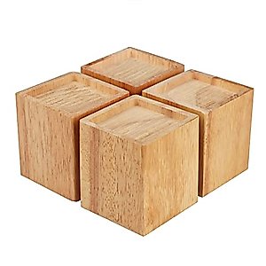 GNIEMCKIN Set of 4 Wood Bed Risers, 4 Inch High, Natural Wood Furniture Lifters, Heavy Duty Sofa risers for Sofa, Bed, Chair, Table