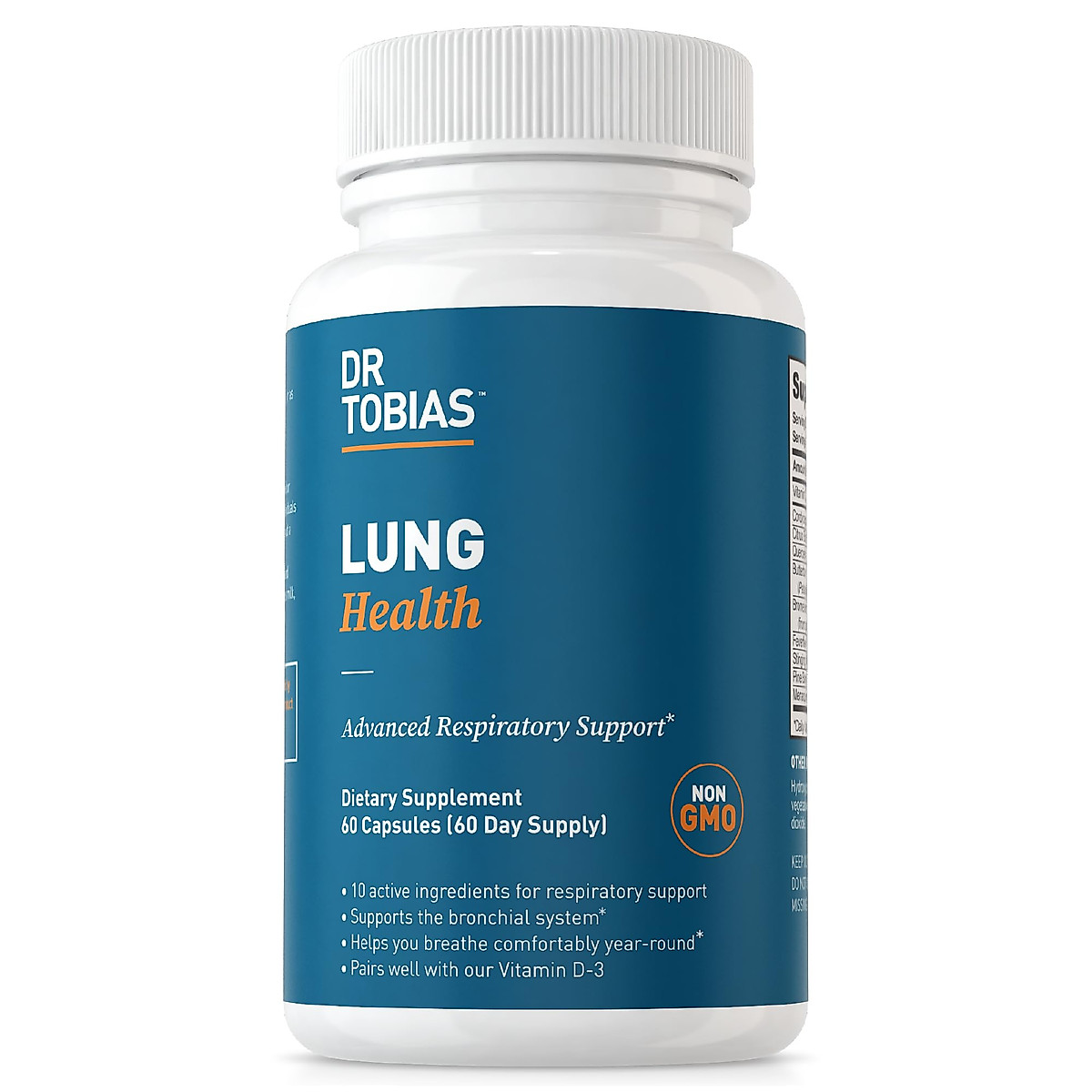 Dr. Tobias Lung Health, Lung Support Supplement with Vitamin C, Butterbur, Quercetin & Bromelain, Lung Cleanse & Detox Formula for Bronchial & Respiratory System, Non-GMO, 60 Capsules, 60 Servings