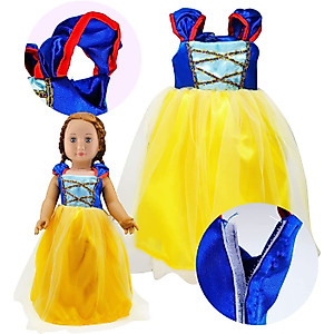 18 inch Doll Clothes ,6Pcs Princess Costume Include Bella,Cinderella,Snow White,Rapunzel,Princess Elsa and Aurora Fits All 18 inch Girl Dolls